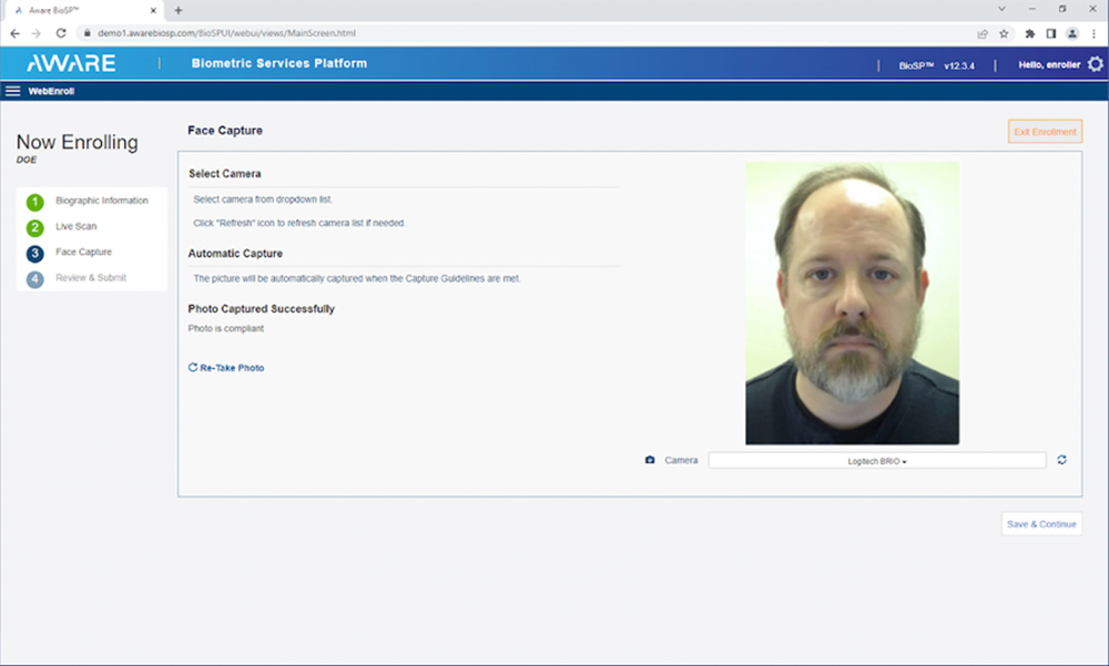 WebEnroll - Biometric Enrollment and Data Management